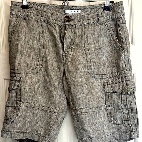CAbi | Shorts | Cabi Tan Linen Cargo Shorts Utilitarian Style | Poshmark